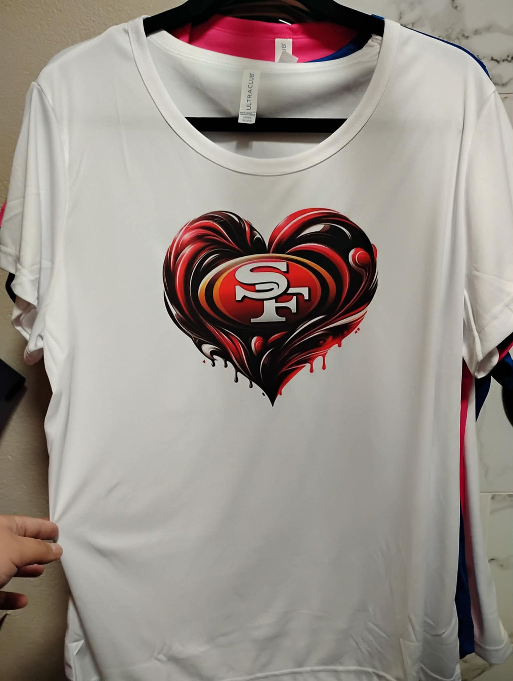SF 49ers Bleeding Heart T-shirt - Unique Fan Gear | Ora Jenn's Apparel ...